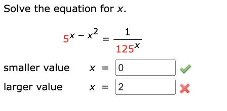 Solved Solve the equation for x.q,5x-x2=1125x ﻿smaller value | Chegg.com