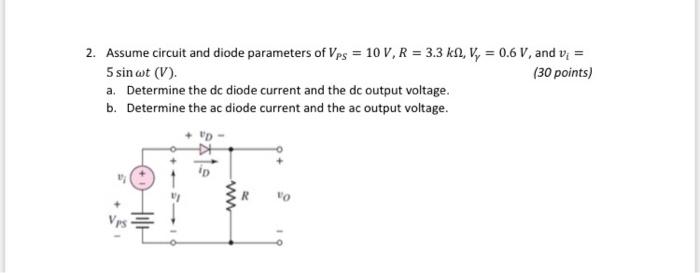 Solved 2. Assume circuit and diode parameters of VPS=10 | Chegg.com
