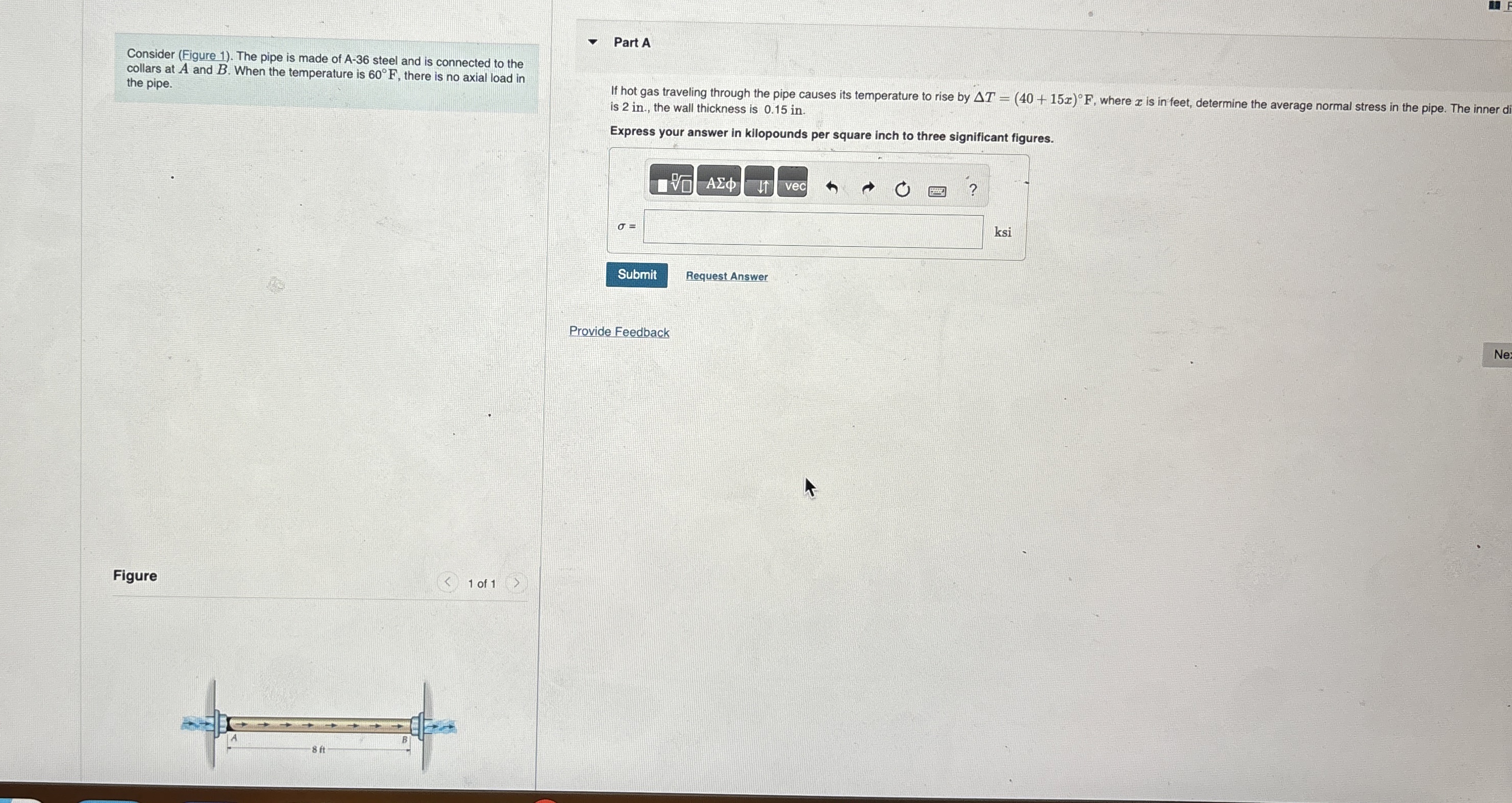 Solved Part AIf hot gas traveling through the pipe causes | Chegg.com