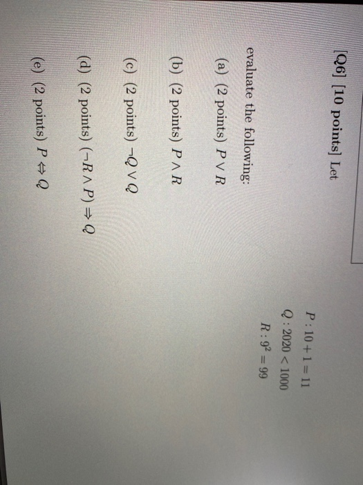 Solved [Q6] (10 points) Let P: 10+1 = 11 Q : 2020