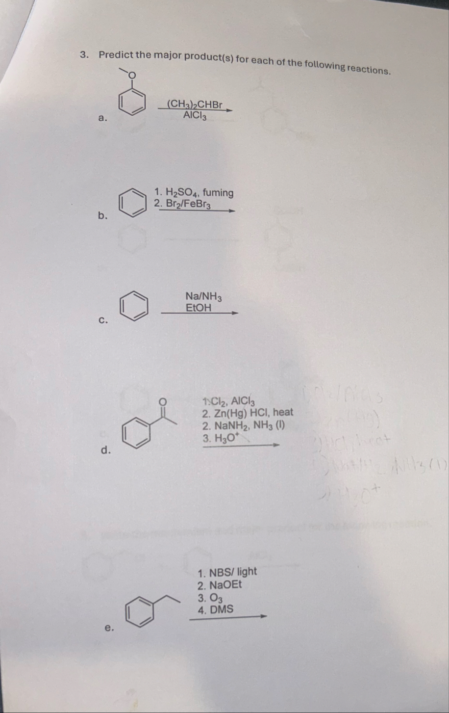 Solved Predict the major product(s) ﻿for each of the | Chegg.com