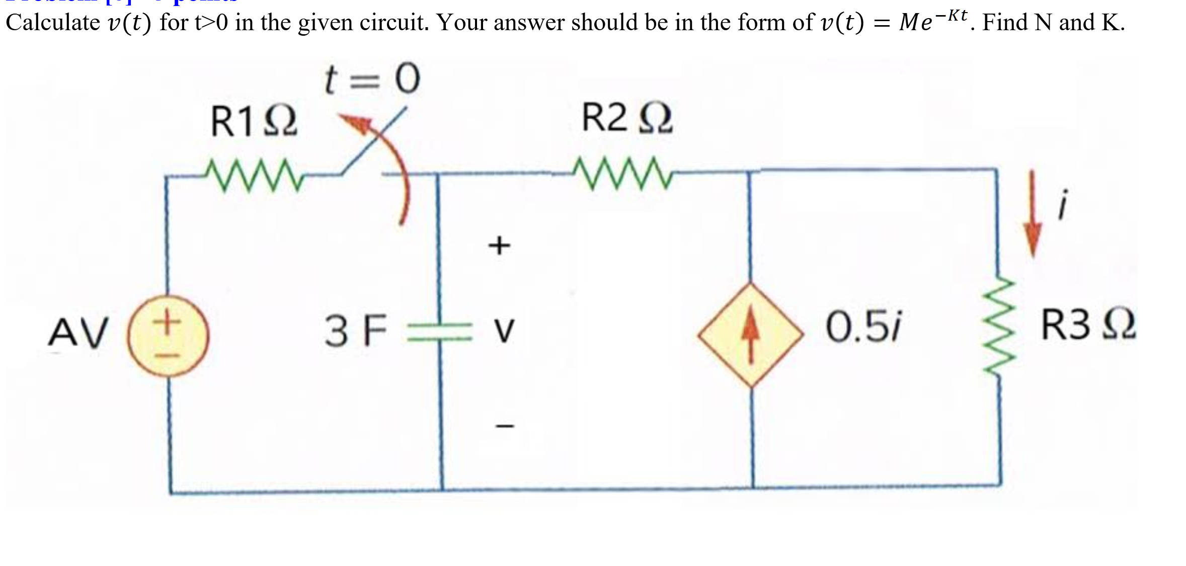 Solved Calculate v(t) ﻿for t>0 ﻿in the given circuit. Your | Chegg.com