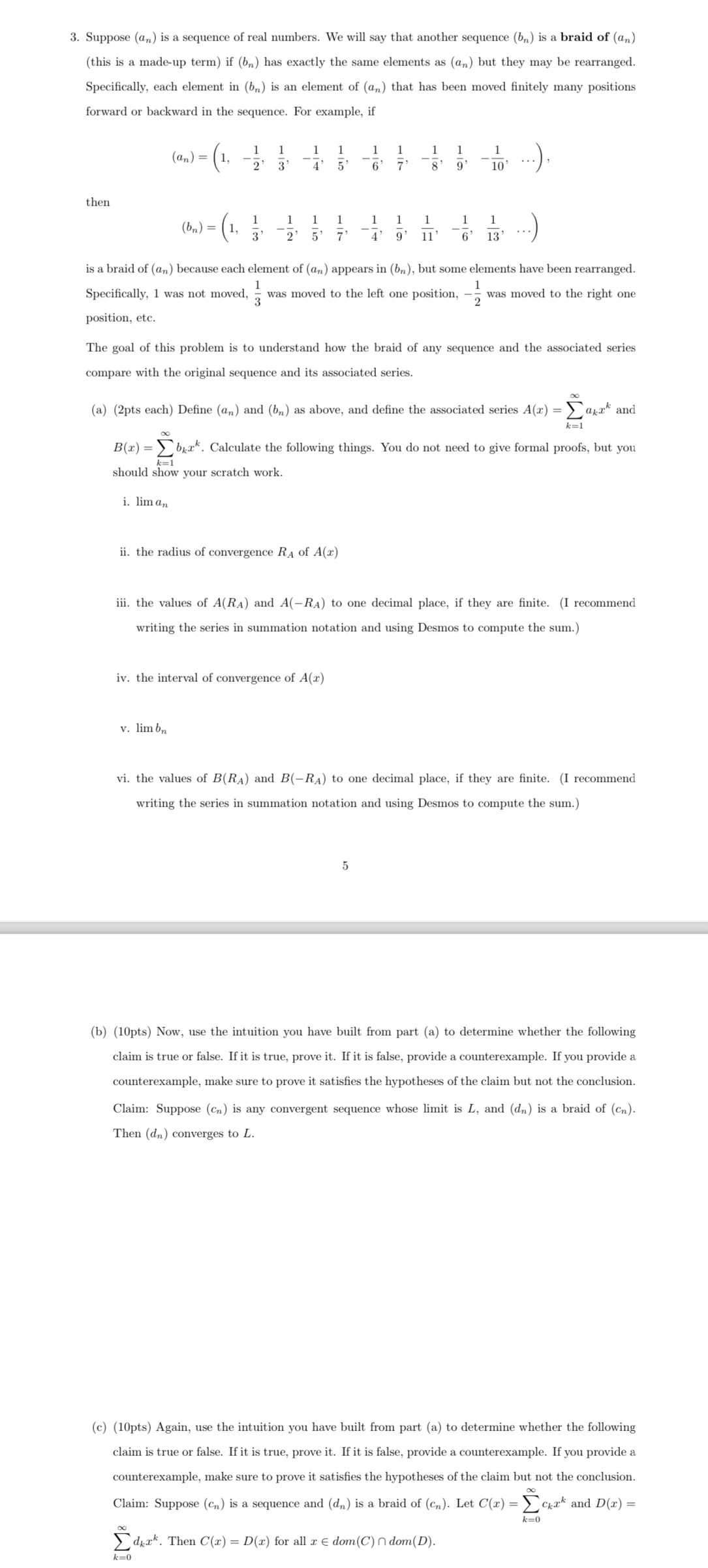 Solved Suppose (an) ﻿is a sequence of real numbers. We will | Chegg.com