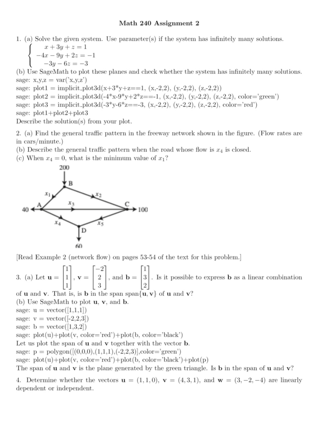 Solved Math 240 Assignment 2 = 1. (a) Solve the given | Chegg.com