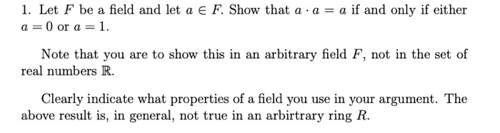 Solved In the following assume that F is an arbitary field, | Chegg.com