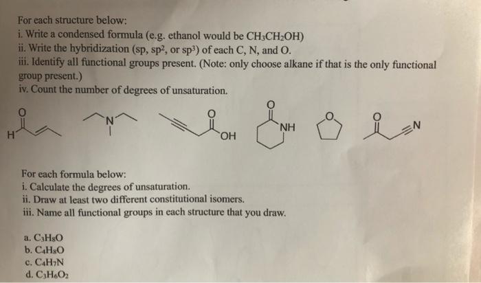 Solved For each structure below: i. Write a condensed | Chegg.com