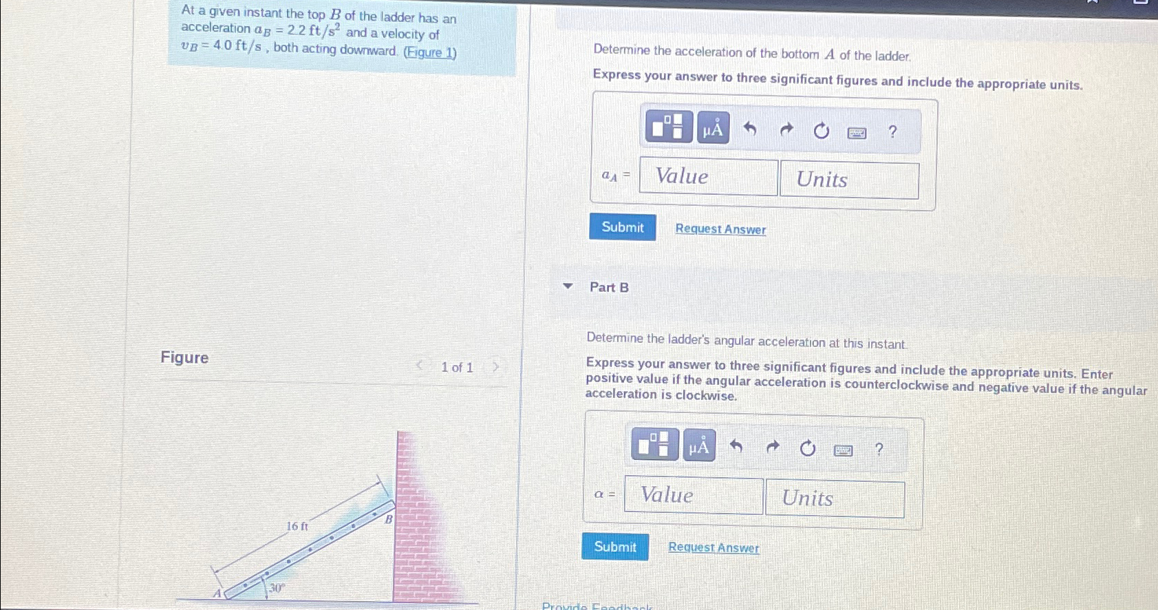 Solved At a given instant the top B ﻿of the ladder has an | Chegg.com