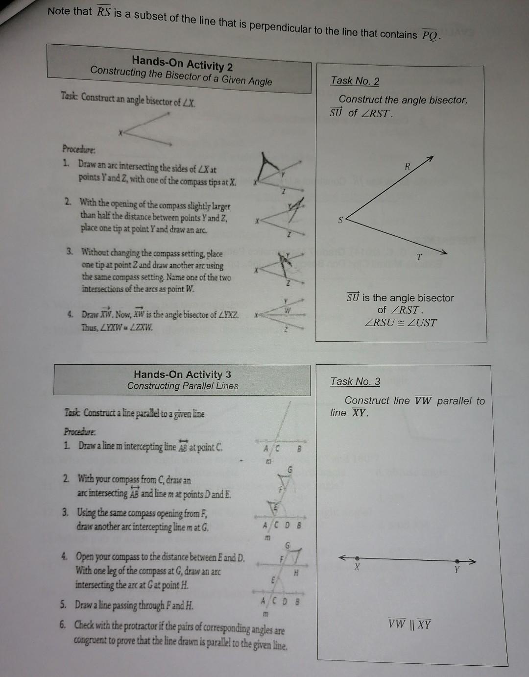 Solved PRACTICE EXERCISES: Materials: compass, straightedge | Chegg.com