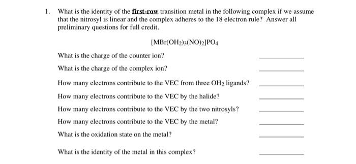 Solved What is the identity of the first-row transition | Chegg.com
