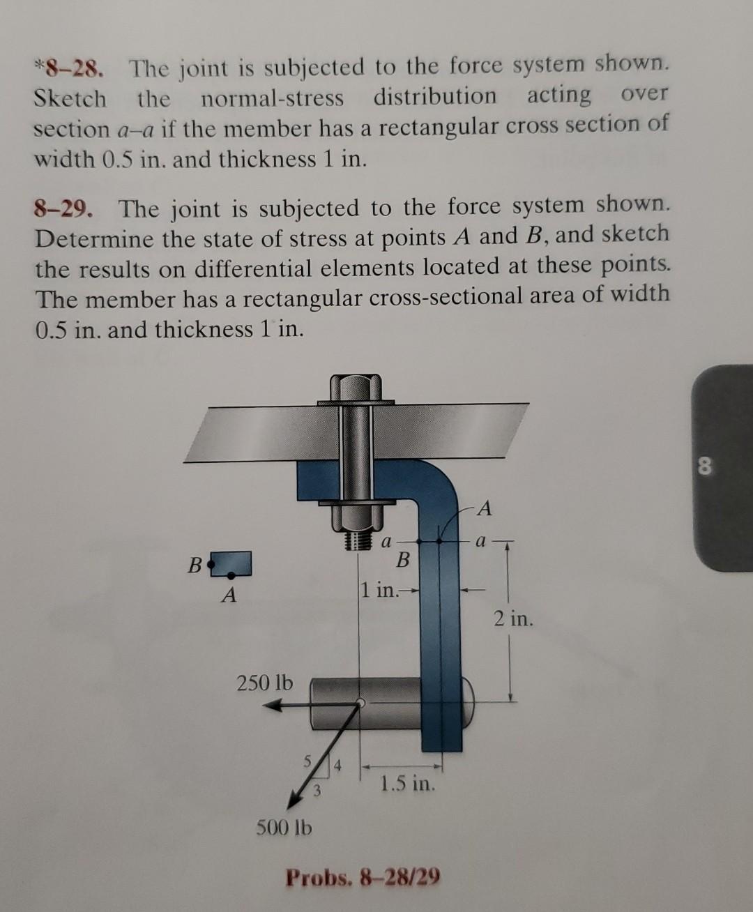 Solved *8-28. The joint is subjected to the force system | Chegg.com