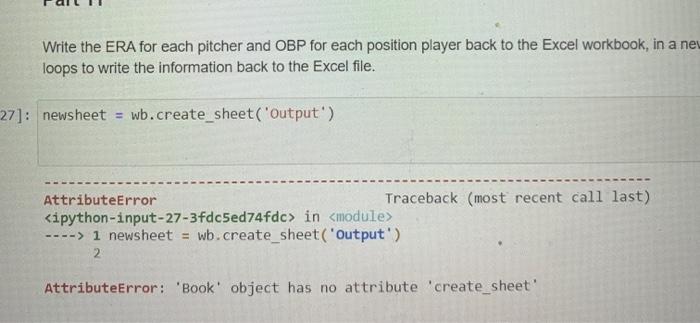 Solved Now, let's load the data for the pitchers into Python | Chegg.com