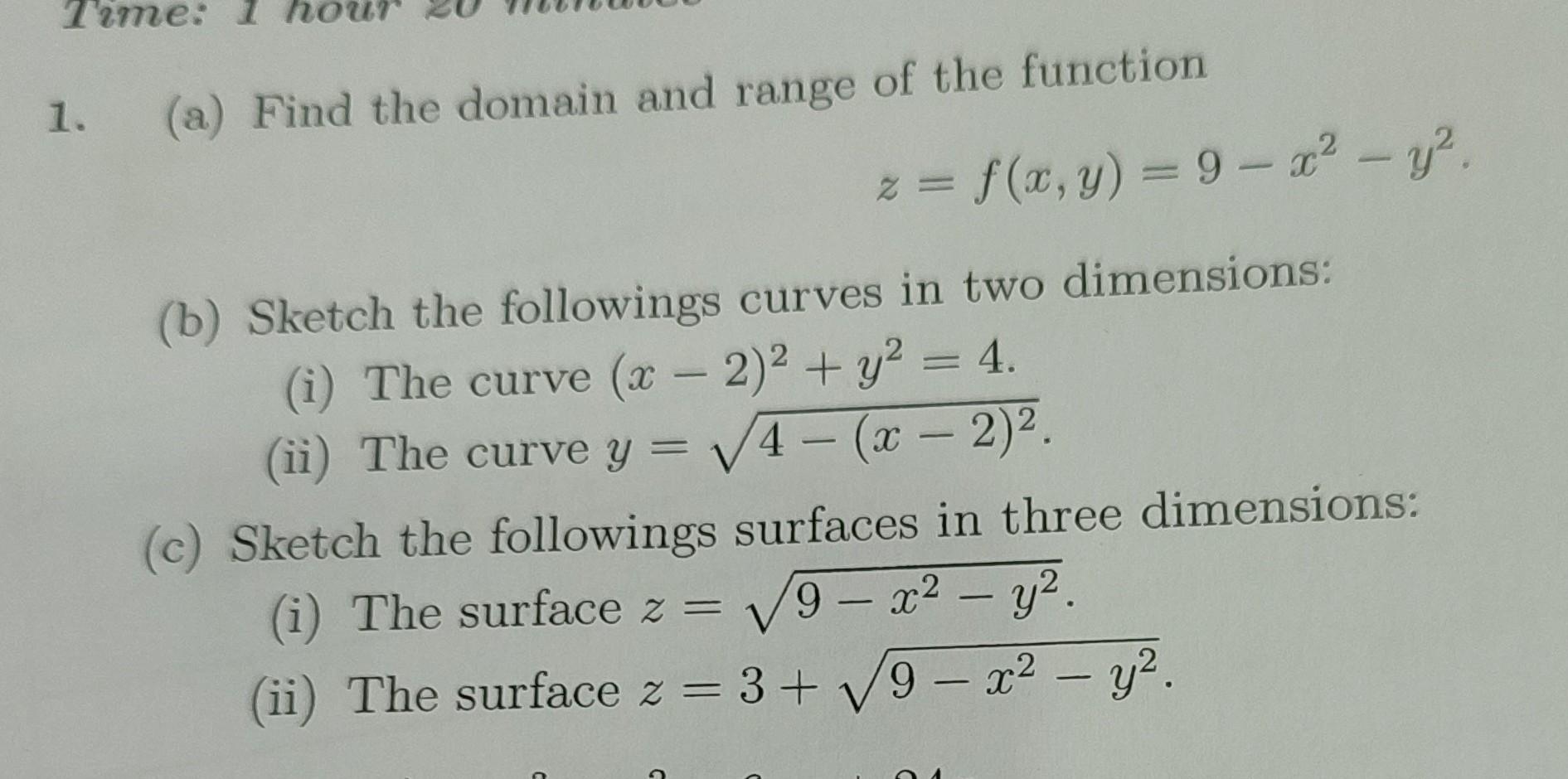 Solved 1. (a) Find the domain and range of the function | Chegg.com