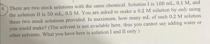 Solved There are two stock solutions with the same chemical. | Chegg.com