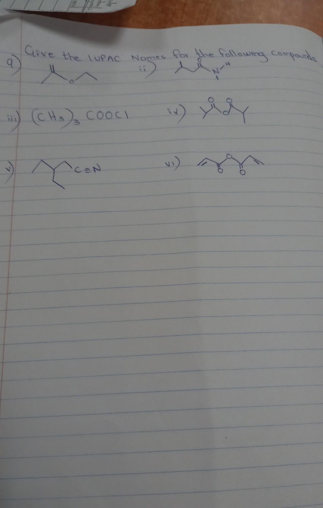 Give the IUPAC Names for the followrng compourds iii) | Chegg.com