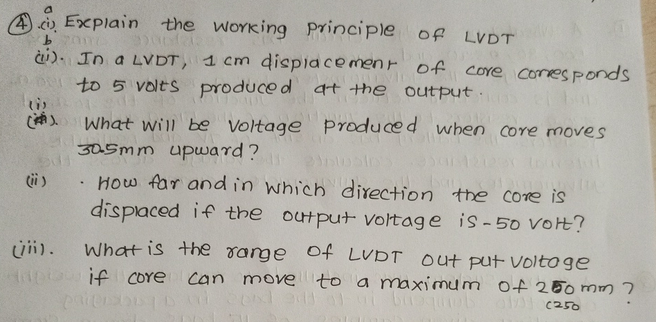 (4). (i) ﻿Explain the working principle of LVDT(ii). | Chegg.com