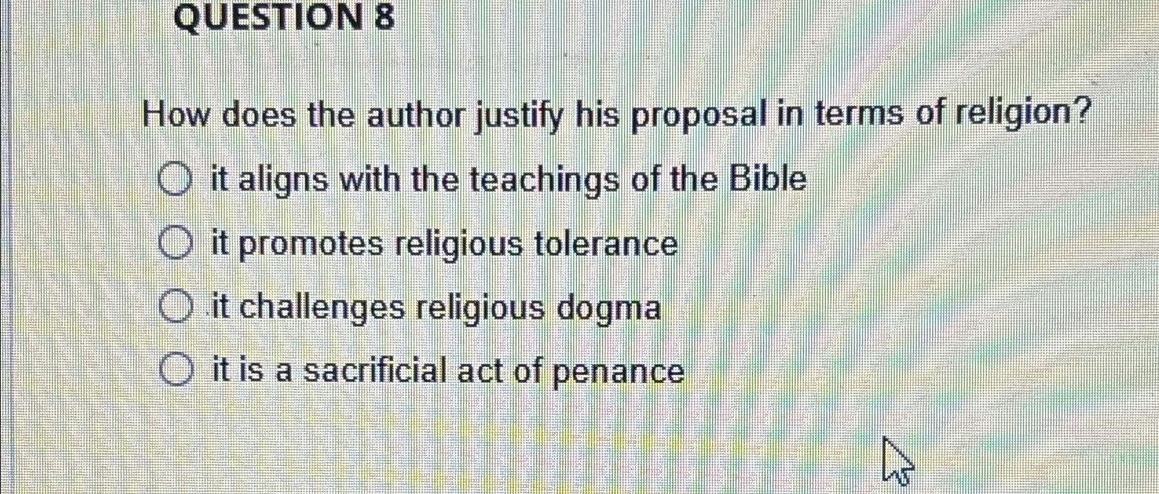 Solved QUESTION 8How does the author justify his proposal in | Chegg.com