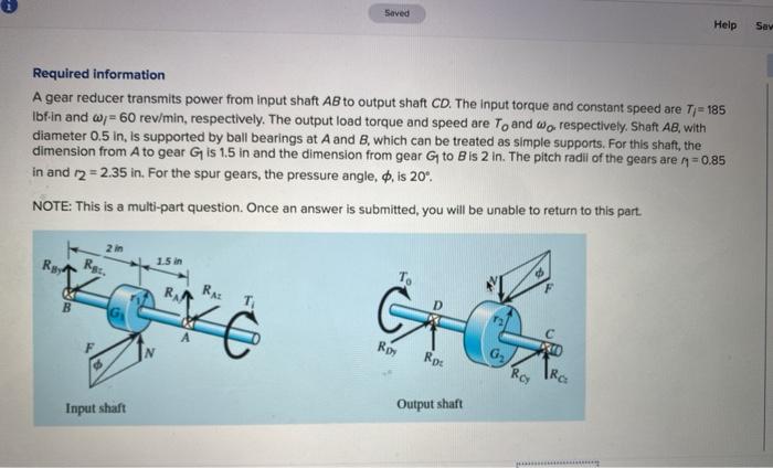 Solved Saved Help Sav Required information A gear reducer | Chegg.com Solved Saved Help Sav Required information A gear reducer | Chegg.com