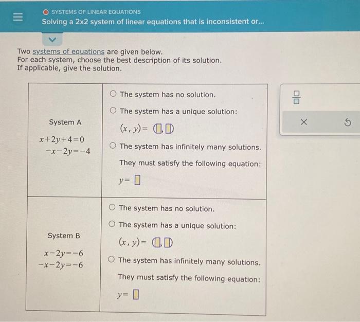 Solved Two systems of equations are given below. | Chegg.com