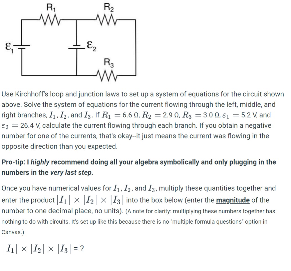 Solved Use Kirchhoff's loop and junction laws to set up a | Chegg.com
