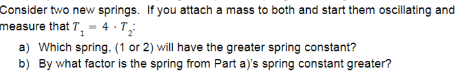 Solved Consider two new springs. If you attach a mass to | Chegg.com