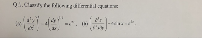 Solved Q.1. Classify the following differential equations: | Chegg.com