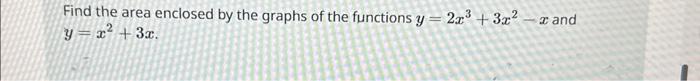 Solved Find the area enclosed by the graphs of the functions | Chegg.com
