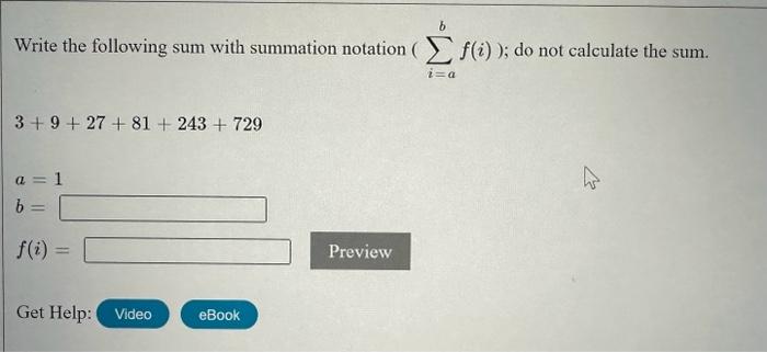 Solved Write the following sum with summation notation | Chegg.com