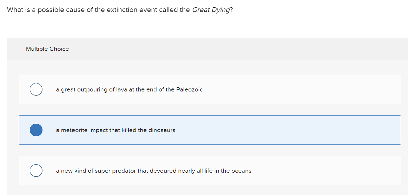 Solved What is a possible cause of the extinction event | Chegg.com
