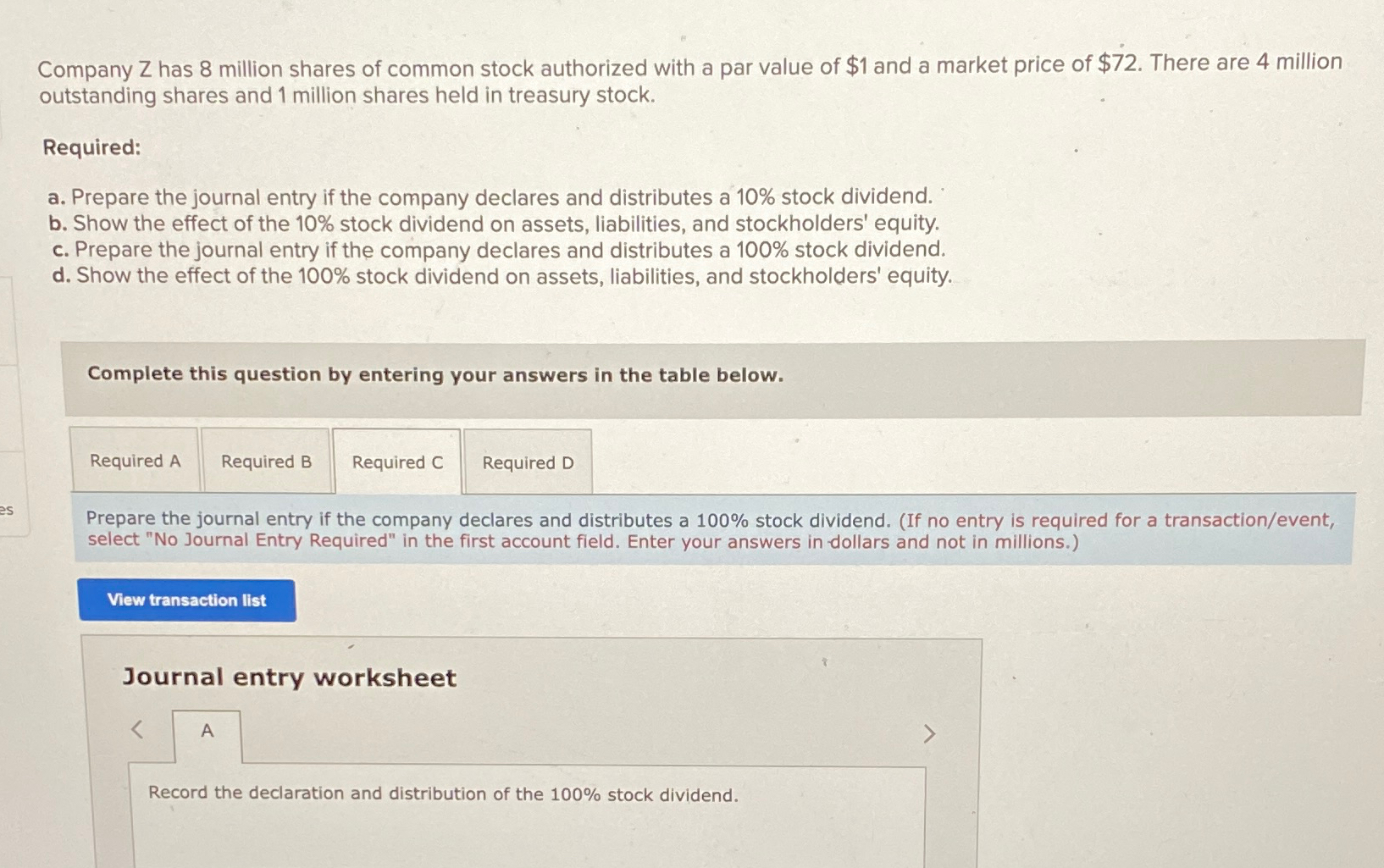 Solved Company Z ﻿has 8 ﻿million shares of common stock | Chegg.com