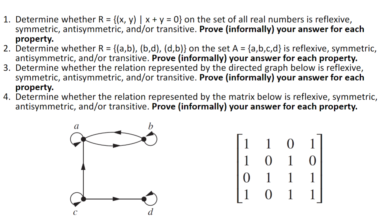 Solved Determine whether R={(x,y)|x+y=0} ﻿on the set of all | Chegg.com