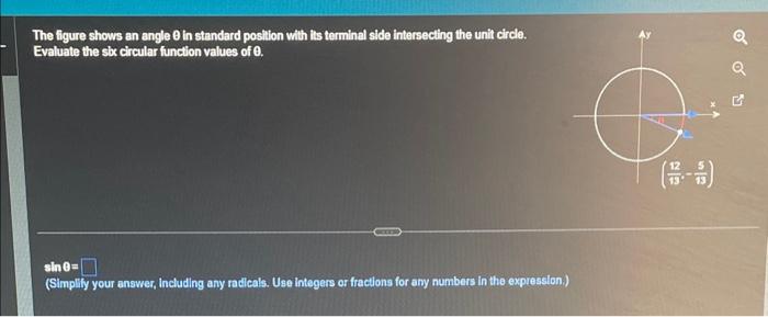 Solved The figure shows an angle θ in standard posilion with | Chegg.com