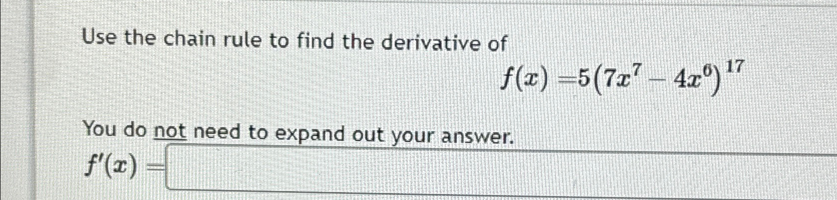 Solved Use the chain rule to find the derivative | Chegg.com
