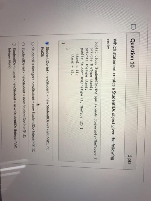 Solved Question 10 1 pts Which statement creates a | Chegg.com