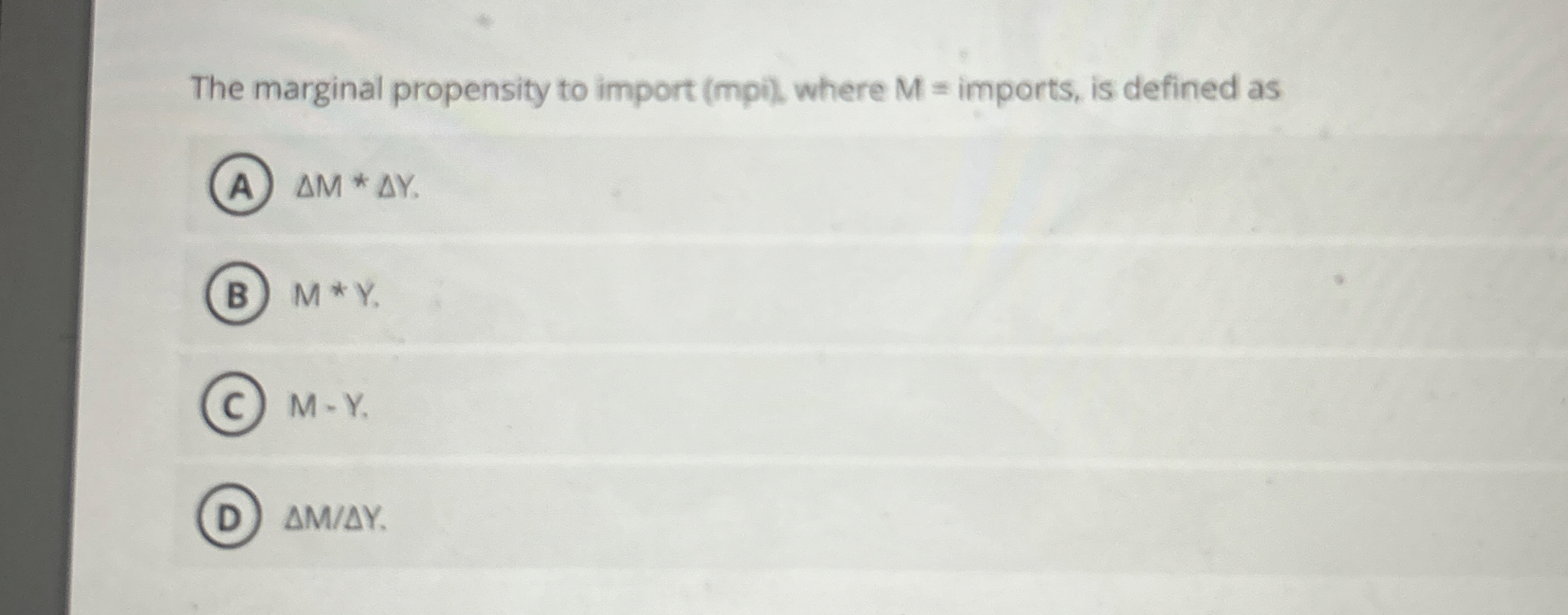 Solved The marginal propensity to import (mpi), ﻿where M= | Chegg.com
