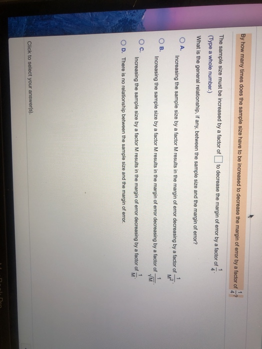 Solved By how many times does the sample size have to be | Chegg.com