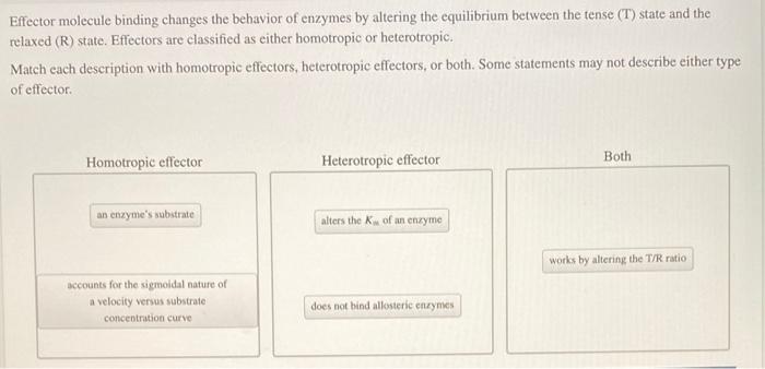 Solved Effector molecule binding changes the behavior of | Chegg.com