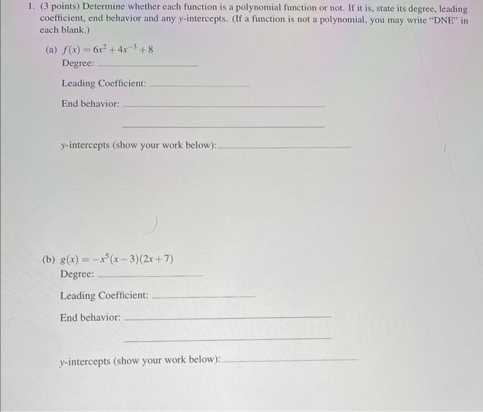 Solved (3 points) Determine whether each function is a | Chegg.com