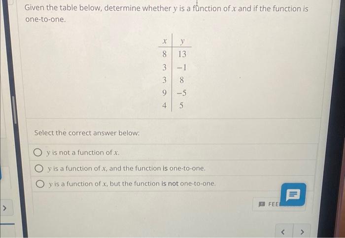 Solved Given The Table Below Determine Whether Y Is A
