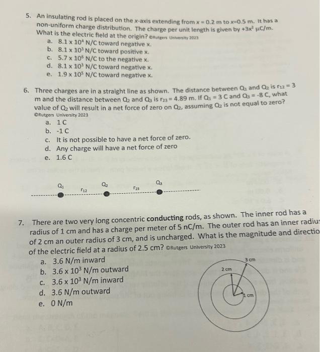 5. An insulating rod is placed on the x-axis | Chegg.com
