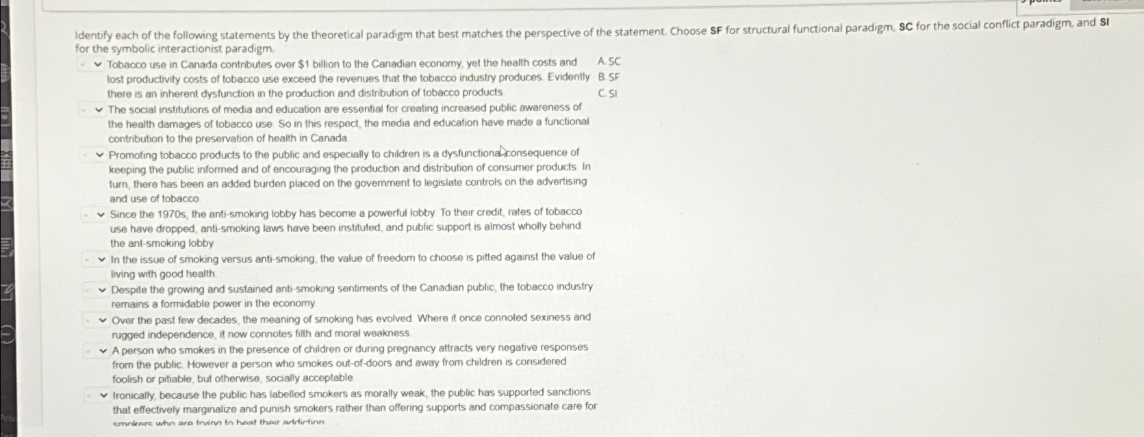 Solved for the symbolic interactionist paradigm.Tobacco use | Chegg.com
