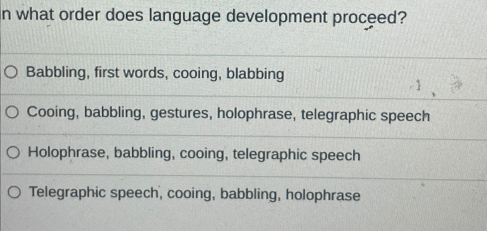Solved n what order does language development | Chegg.com