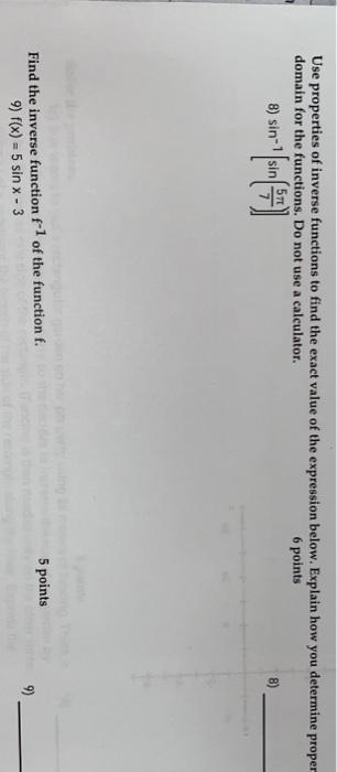 Solved Use properties of inverse functions to find the exact | Chegg.com