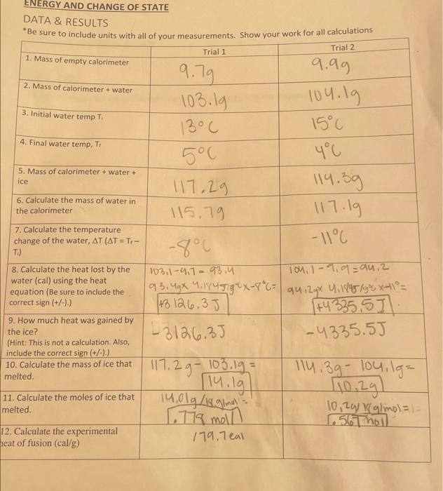 Solved ENERGY AND CHANGE OF STATE- Understand heat flow | Chegg.com