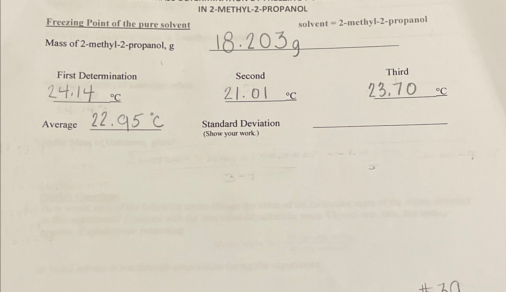Solved IN 2-METHYL-2-PROPANOLFreezing Point of the pure | Chegg.com