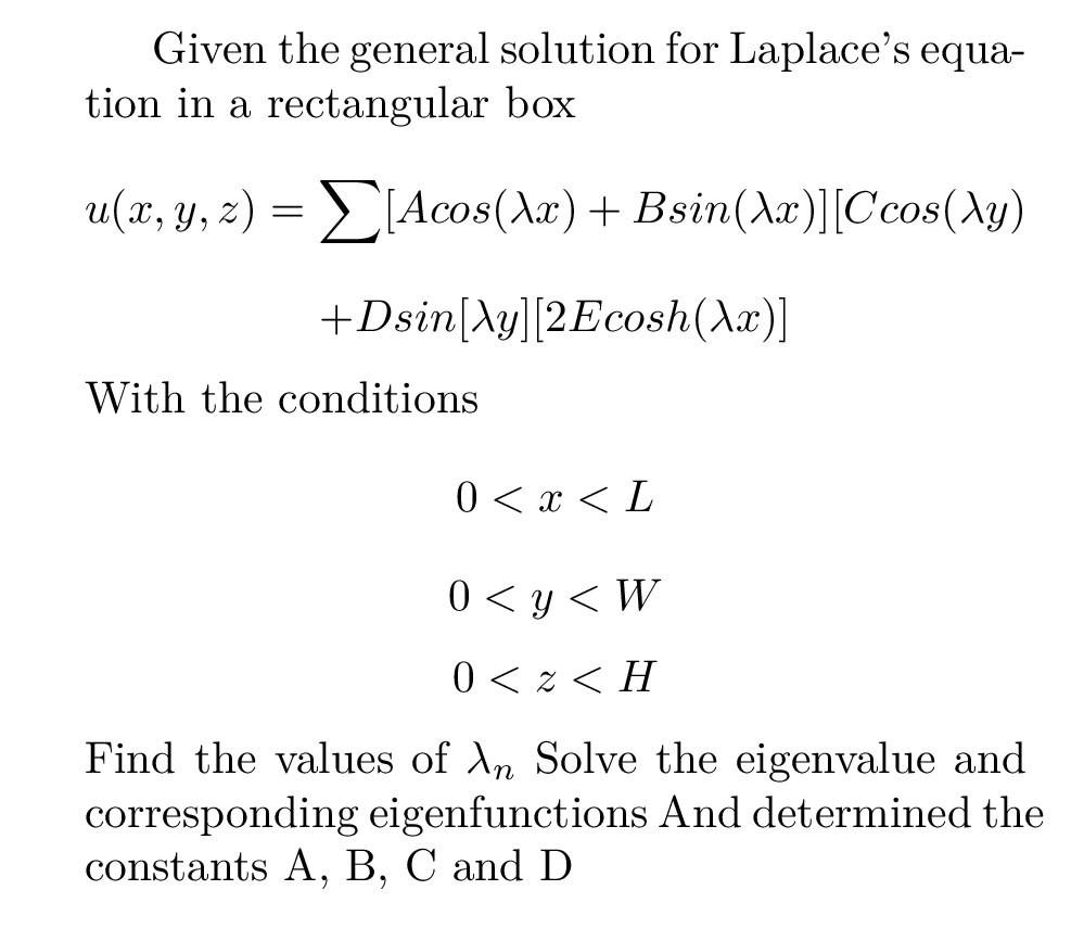 Solved Given the general solution for Laplace's equation in | Chegg.com