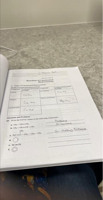 Solved Gerations and Froblema. Qt Wrine the IUPAC numne of | Chegg.com