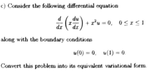 Solved c) Consider the following differential equation d du | Chegg.com
