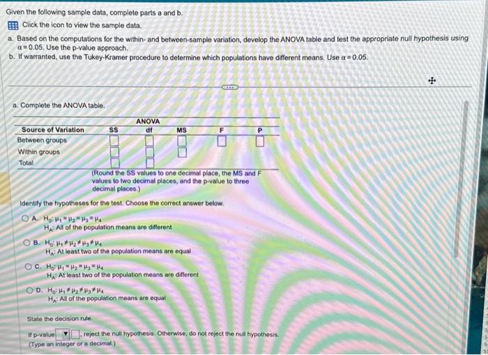 Solved Determine the p-value. p-value = (Round to three | Chegg.com