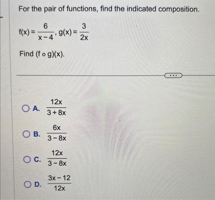 Solved For the pair of functions, find the indicated | Chegg.com