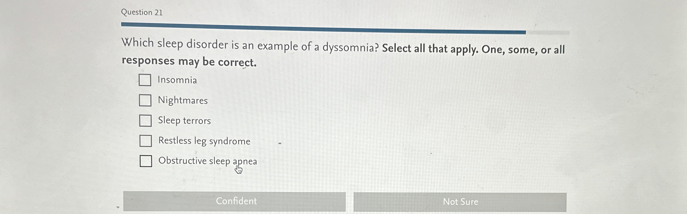 Solved Question 21Which sleep disorder is an example of a | Chegg.com